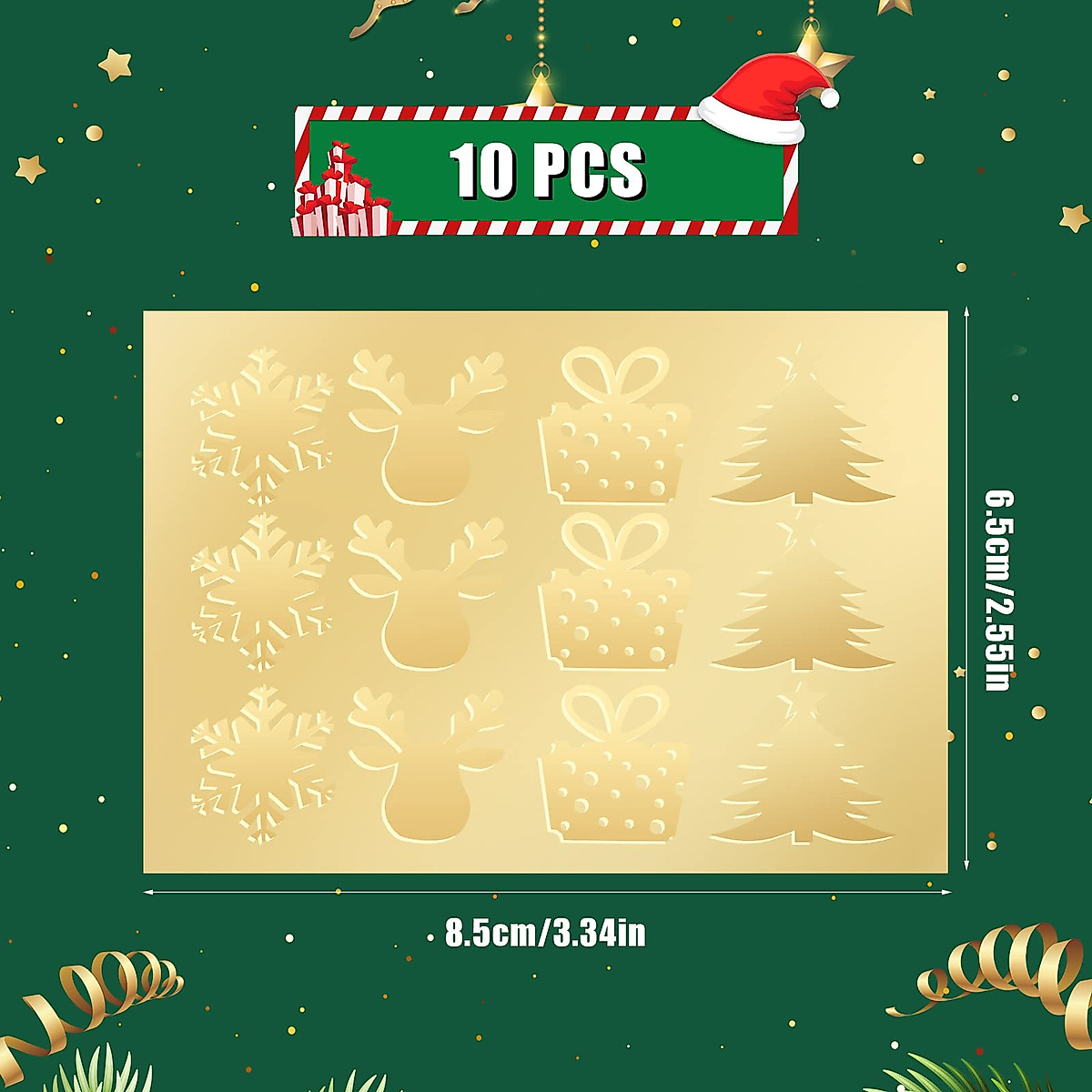 AIEX 120pcs Christmas Envelope Seal Stickers, Envelope Seals Elk Snowflake Present Package Christmas Tree Gold Foil Stickers for Envelopes Greeting Cards Biscuit Bags Present Boxes(4 Patterns)