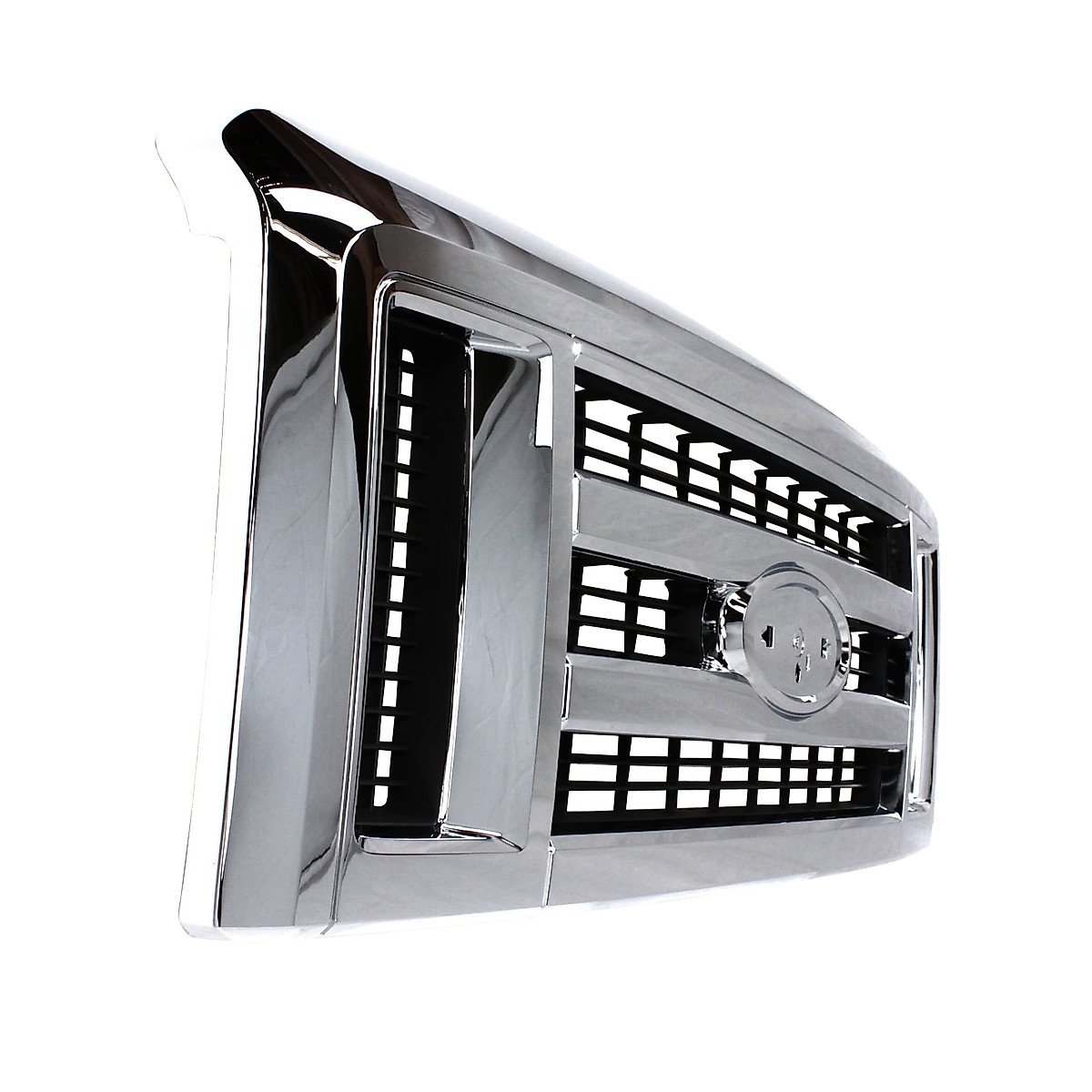 Evan Fischer Grille Assembly Compatible with 2008-2014 Ford E-150, Fits 2008-2014 Ford E-250, Fits 2008-2019 Ford E-350 Super Duty Plastic, Chrome Shell/Painted Gray Insert