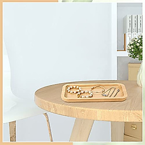 Bamboo Vanity Tray, Bathroom Counter Tray, POVTOKA Rectangular Wood Toilet Countertop Organizer Holder for Soap Dispenser Candle Jewellery Perfume, 9.8 x 5.5 x 0.8inch