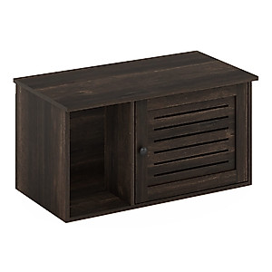 Furinno Peli Farmhouse Hidden Cat Litter Box with Divider, Ebony