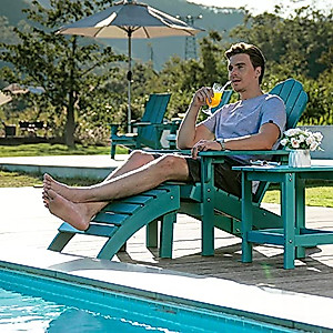 Cecarol Folding Adirondack Ottoman for Adirondack Chair, Folding Easily Adirondack Footstool Without Assembly, Ottoman for Outdoor Porch, Yard, Garden, Blue-ACO01