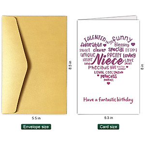 Chenive Sweet Niece Birthday Card, Adorable Birthday Card from Aunt Uncle, Praise Niece Bday Greeting Card, Happy A Fantastic Birthday Card for Niece