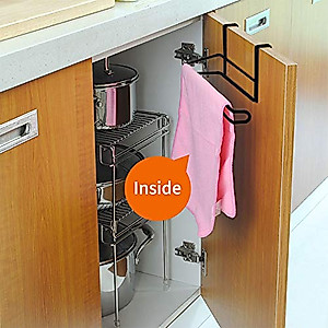 Luxsego Paper Towel Rack Under Cabinets, 1.4" Hanging & No Drilling Paper Towel Hanger for Kitchen Cabinets Bathroom, Stainless Steel, Double Support (Black)