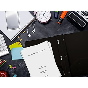 Better Office Products Black Plastic 2 Pocket Folders with Prongs, Heavyweight, Letter Size Poly Folders, 24 Pack, with 3 Metal Prongs Fastener Clips, Black