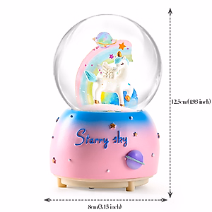 Unicorn Snow Globe for Kids, VECU Snow Globe with Music Perfect Unicorn Music Box for Girls, Granddaughters Babies Birthday ( Manual Snow Drift)