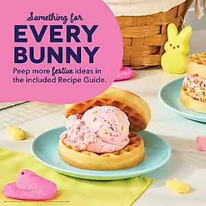 PEEPS x Dash Bunny Mini Waffle Maker for Individual Waffles, Hash Browns, Keto Chaffles with Easy to Clean, Non-Stick Surfaces, 4 Inch - Pink