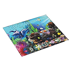 Marine Life Printed Drying Mat For Kitchen Ultra Absorbent Microfiber Dishes Drainer Mats Non-Slip Silicone Quick Dry Pad - 18 X 16inch