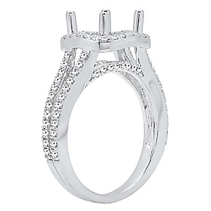 Dazzlingrock Collection 0.60 Carat (ctw) Round White Diamond Bridal Semi Mount Engagement Ring, Can be fit Cushion 2.00 cts. (7.5 mm) Center Stone, 14K White Gold, Size 7