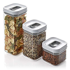 Copco Food and Organization Storage Container with Airtight Lid, Set of 3 Narrow.052, 1.05, 1.79-Quart, Clear