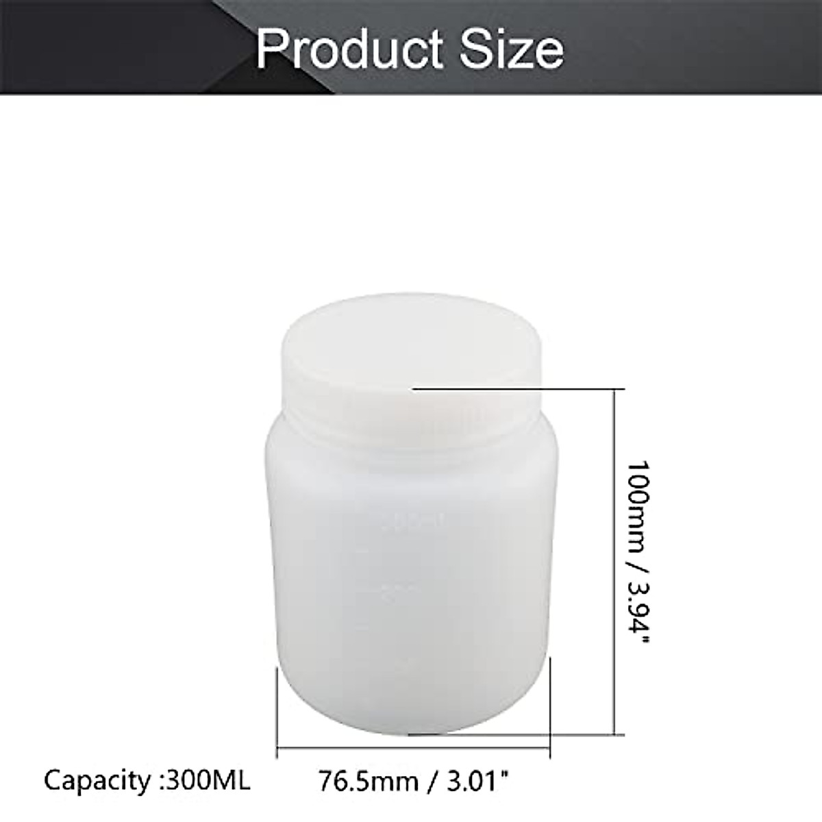 Othmro 5Pcs 300ml Plastic Bottles, Lab Cylindrical Chemical Reagent Bottle, Wide Mouth Laboratory Reagent Bottle, Sample Sealing Liquid Storage Container for Food Store White