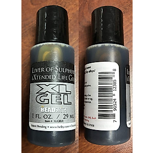 The Beadsmith XL Gel, Liver of Sulfur Extended Life Gel, 1 Fluid Ounce (29ml) Bottle, Apply a Patina Finish to Silver, Copper, and Other Metal for Oxidized Look on Art and Jewelry Projects