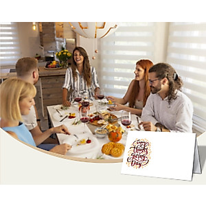 25 Pack Place Cards, Editable Name Cards for Table Seating, Thanksgiving Party, Fall Autumn Party Tent Style Cards for Baby Shower, Birthday Party, Party Decoration and Supplies-LE02