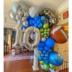 40 Inch Silver 10 Number Balloons Giant Jumbo Huge 10 Foil Mylar Helium Number Digital Balloons Silver Birthday Mylar Digital Balloons 10th Birthday Anniversary Events Party Decorations Supplies
