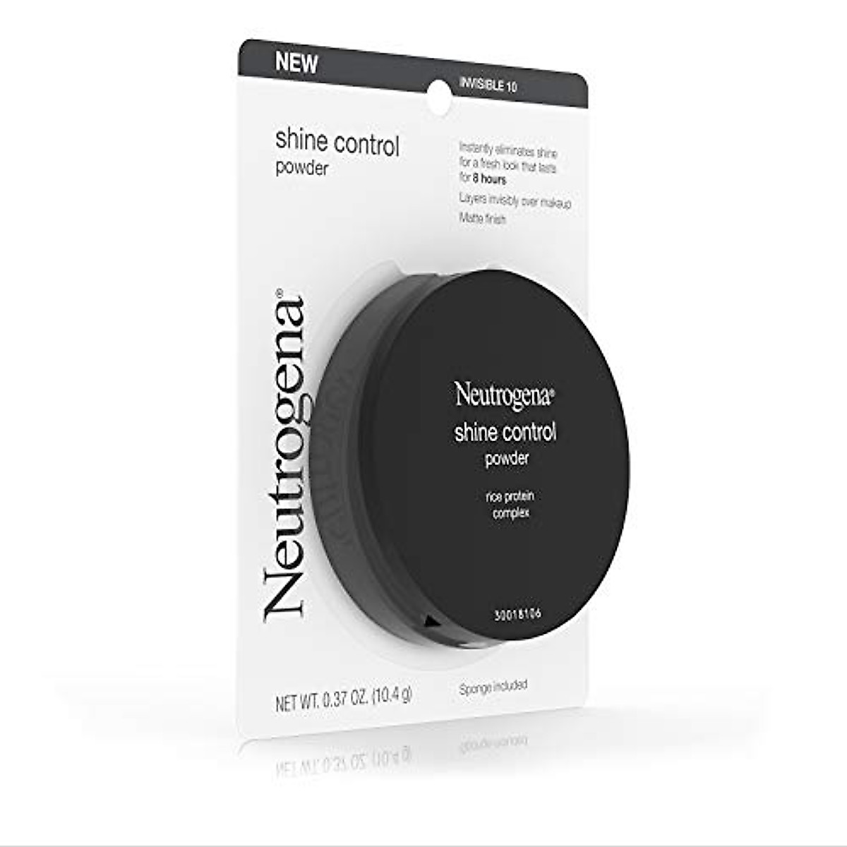 Neutrogena Shine Control Mattifying Face Powder for Oily or Combination Skin, Lightweight & Oil-Absorbing Powder with Rice Protein, Compact with Application Sponge, Invisible 10,.37 oz.