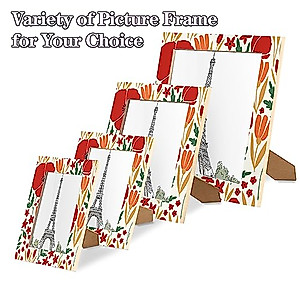 POFATO Artistic Painted Flowers Poppy 8x10 Picture Frame Wood Photo Frame for Tabletop Display Wall Mount Picture Frame Display 8 x 10 Inch Photo Wall Decor Home Gift Frames
