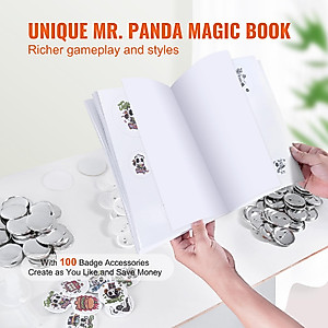 VEVOR Button Maker Machine, 2.25 inch/58mm Pin Maker with 100pcs Button Parts, Button Maker with Panda Magic Book, Ergonomic Arc Handle Punch Press Kit, for Children DIY Gifts and Christmas