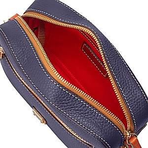 Dooney & Bourke Women's Camera Zip Crossbody in Pebble Grain Leather, Small Handbag with Adjustable Shoulder Strap, Midnight