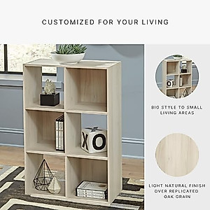 Signature Design by Ashley Socalle Modern 6 Cube Storage Organizer or Bookcase, Whitewash