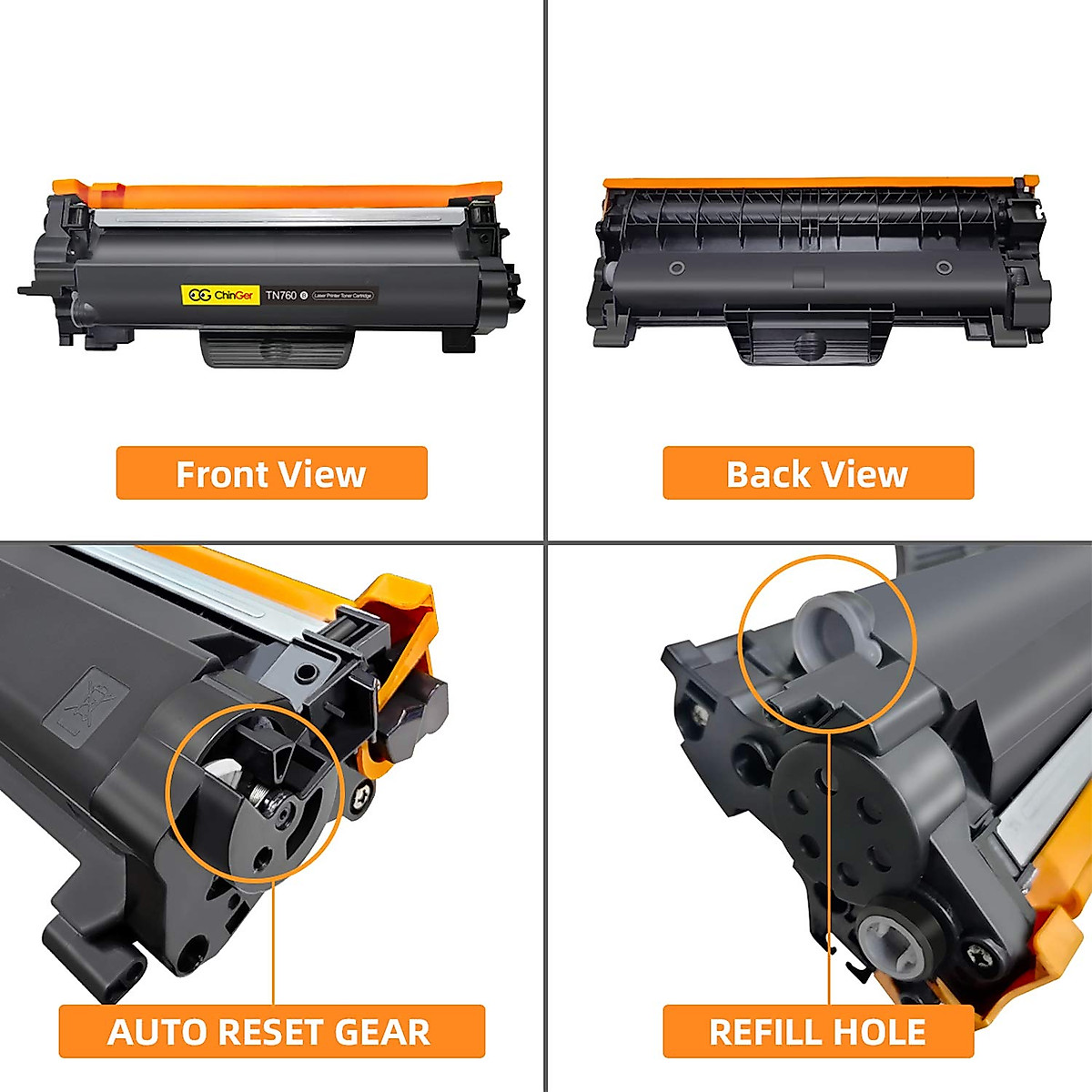 CHINGER TN760 Compatible Toner Cartridge Replacement for Brother TN760 TN-760 TN730 Used with HL-L2350DW HL-L2395DW HL-L2390DW DCP-L2550DW MFC-L2750DW HL-L2370DW MFC-L2710DW (2 Black, High Yield)