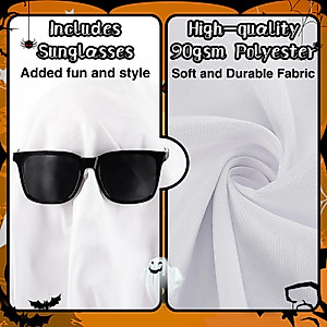 94.5''x59'' Halloween White Sheet for Ghost Costume - DIY Fabric with Sunglasses for Adult Kids Spooky Costume Hanging Ghosts Halloween Cosplay Party Outdoor Decorations