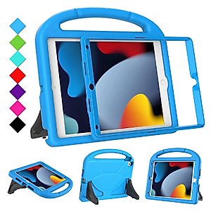 RTOBX Kids Case for iPad 10.2 & 10.5, iPad 9th/8th/7th Generation 10.2" 2021 2020 2019 Case with Screen Protector, iPad Air 3rd Gen/Pro 10.5 inch Protective Cover with Handle Stand, Blue