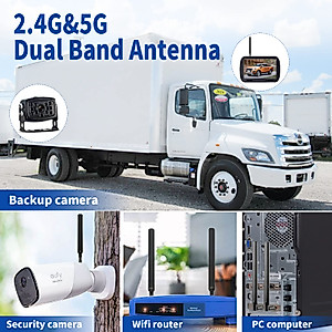 High Gain Long Range Dual Band WiFi 2.4GHz 5GHz 5.8GHz Mimo Replacement Antenna for Furrion Vision S/AMTIFO/DoHonest/AUTO-VOX Vehicle Back Up RV Camera Boost Wireless Signals (2 Pack), Eifagur