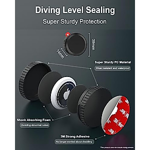 IPX8 Waterproof Airtag Holder, 2 Pack AirTag Case with Adhesive Sticker Mount for Apple Air Tag, Hidden Shockproof Airtag Tracker Case Cover for Luggage Laptop Car Bike TV Camera Remote Drone Black