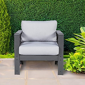 Signature Design by Ashley Outdoor Amora HDPE Patio Lounge Chair, 2 Count, Charcoal Gray