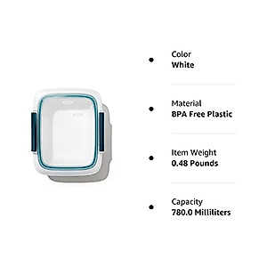 OXO Good Grips Prep & Go 3.3 Cups/0.78 L Container | Leakproof Food Storage | Ideal for leftovers and snacks |BPA Free|Microwave Safe | Dishwasher Safe | Freezer Safe | Odor and Stain Resistant, White