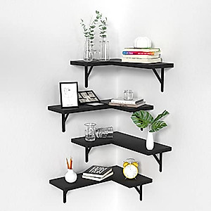 NATURE'S SOURCE Floating Corner Shelves Set of 7 Black
