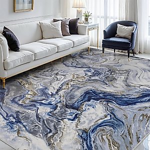 8x10 Area Rugs for Living Room, Modern Abstract Rug for Bedroom, Contemporary Machine Washable Rug, Large Stain Resistant Carpet for Dining Room Playroom Home Office, Pet & Kids Friendly