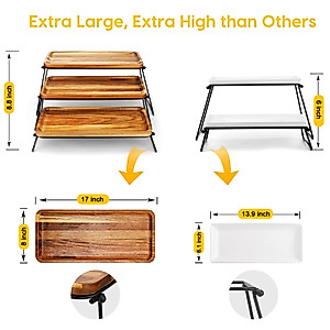 Wood 3 Tier Serving Tray Three Tiered Serving Stand, Rectangle Serving Platter Wooden Farmhouse Tiered Tray, Party Serving Dishes for Entertaining, Rustic Wood Tray Vintage Party Trays and Platters