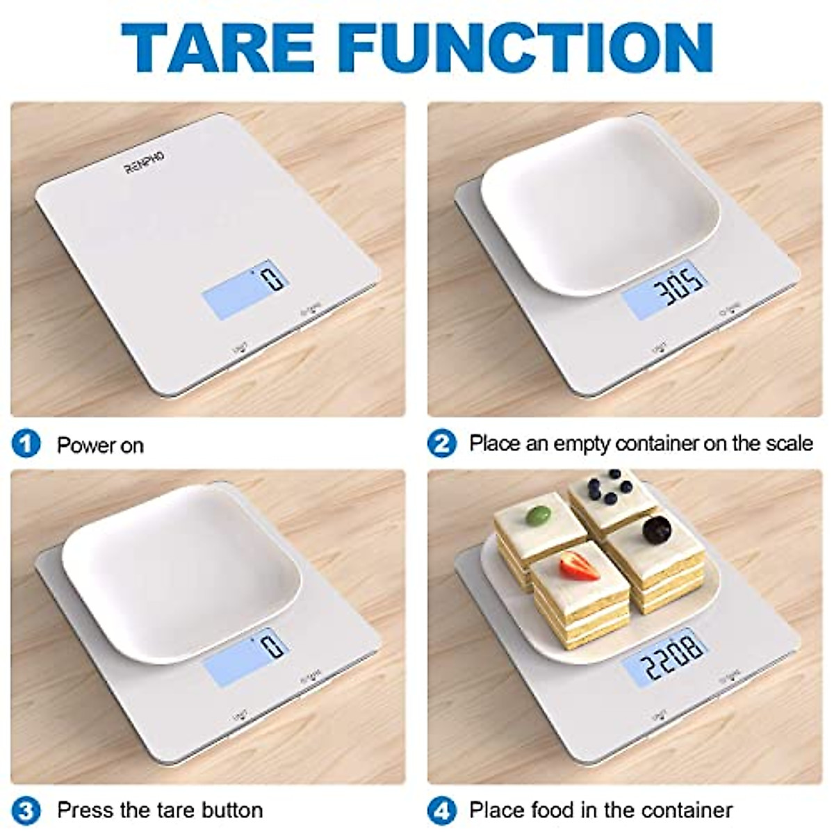 RENPHO Food Scale, Kitchen Scale for Food Ounces and Grams, Cooking and Coffee Scale with Timer Nutritional Calculator for Keto, Macro, Calorie Weight Loss with Smartphone App, White