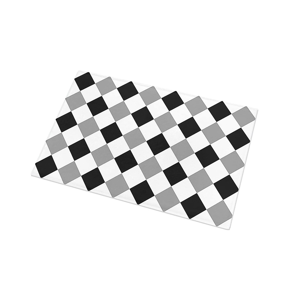 Modern Plaid Geometry Diamond Grey White Black Lattice Bathroom Rugs Non Slip Absorbent Bath Mat,Bath Rugs Soft Microfiber Memory Foam Bathroom Mat for Bathtub Shower 20x32Inch