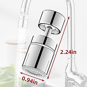 360° Faucet Aerator Sink, Splash Faucet Sprayer Extender, Bathroom & Kitchen Sink with 2 Water Outlet Modes,Silver,1Pcs