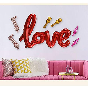 Large Red LOVE Foil Balloons Banner,42 Inch Mylar Foil Letters Balloons Reusable Ecofriendly Material for Wedding Bridal Shower Anniversary Engagement Party Decorations Supplies