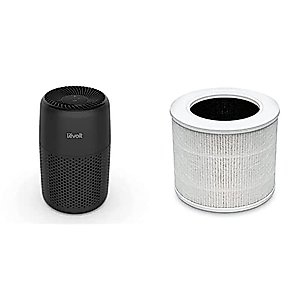 LEVOIT Air Purifiers for Bedroom Home, HEPA Freshener Filter Small Room Cleaner, Black & Air Purifier Replacement Filter 3-in-1 HEPA, High-Efficiency Activated Carbon, Core Mini-RF, 1 Pack, White