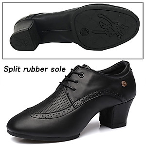Women Latin Dance Shoes Modern Ballroom Dance Shoes with 2 Soles to Choose from 3.5Cm Low Heel for Outdoor Indoor,3.5cm Black a,8