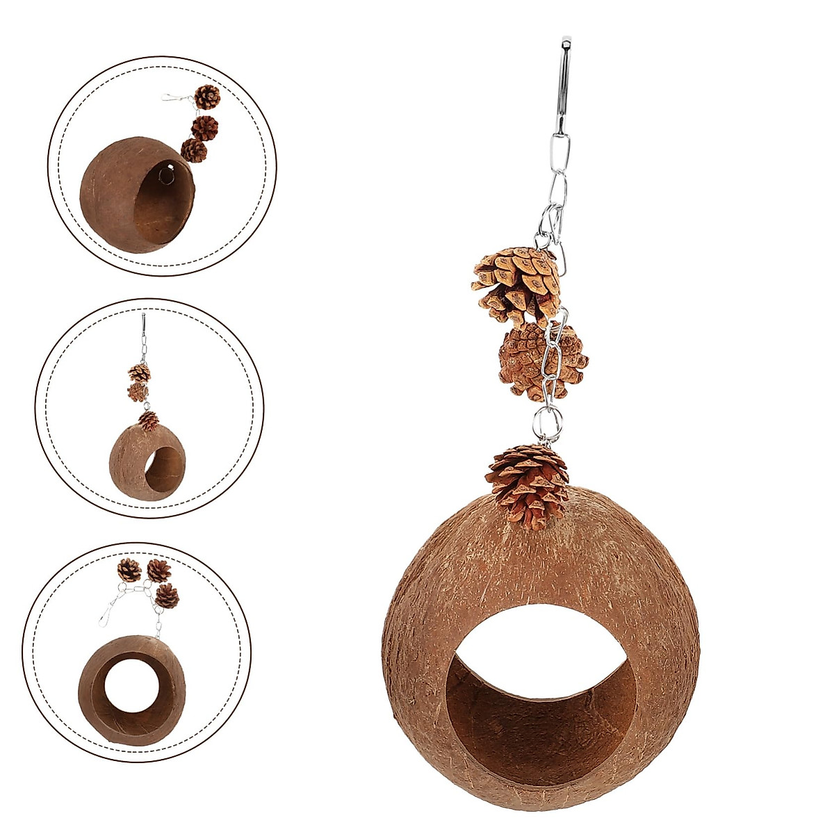OATIPHO Coconut Shell Swing Bird Nest Parrot Sleeping Bed Bird Nesting Box Toy