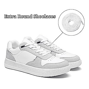 Vepose Women's 8001 Fashion Sneakers, Arch Support Lace-up Casual Sneaker, White Grey, Size 9 US-Tennis Walking Dress Shoes for Lady(CJY8001 whitegrey 09)