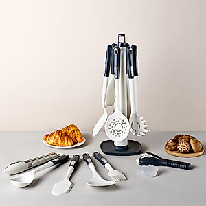 Keidason Kitchen Cooking Utensils Set, 13 pcs Non-Stick Silicone Kitchen Utensils Spatula Set with Holder,Kitchen Tools Set, BPA-Free-White