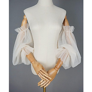 Removable Puff Sleeves for Wedding Dress Tulle Detachable Sleeves Add On Wedding Gift Bridal Accessories (Champagne)