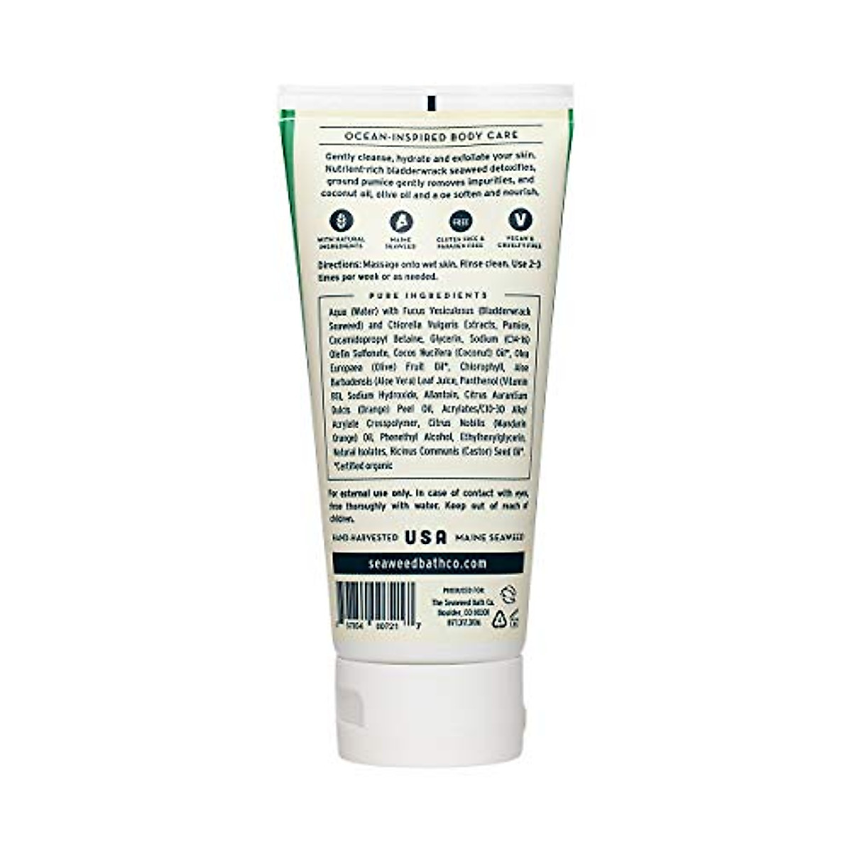 The Seaweed Bath Co. Hydrating Exfoliating Body Scrub, 6 Ounce, Citrus Vanilla Scent, Nutrient Rich Seaweed, Argan Oil, Aloe, Vegan, Paraben Free