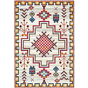 nuLOOM Richelle Tribal Medallion Area Rug, 1 Count(Pack of 1), Silver