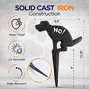 RAM-PRO No Pooping Naughty Dog Black Yard Sign with Stake Cast Iron Dog Pee Yard Signs Perfect for Outdoor Lawn and Garden, Keep Your Dog Off Grass Sigs, No Dog Poop Signs for Yard