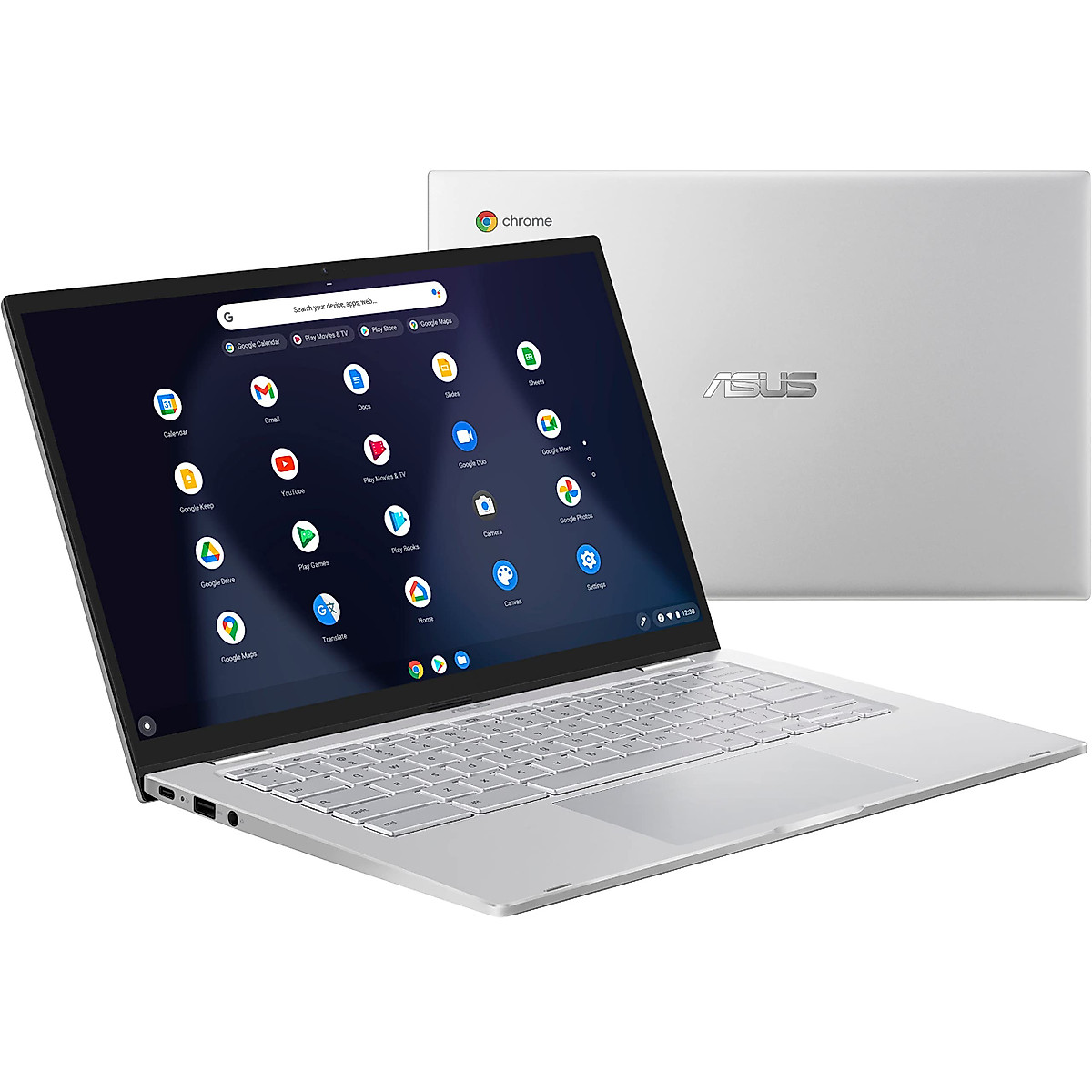 ASUS Newest 14" FHD Chromebook Laptop, Intel Core m3-8100Y(up to 3.4 GHz), 320GB Space(64GB eMMC+256GB Card), 8GB RAM, Webcam, WiFi, USB, Bluetooth, Backlit Keyboard, Chrome OS, Silver+JVQ MP