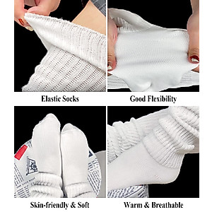 QOOEQPQY Women's Extra Knit Socks Japanese Style Loose Socks White Lolita Leg Warmer Bubble Slouch Socks (23.6Inch/60cm)