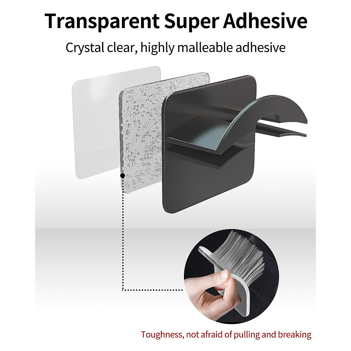 Quzhunoo 2-in-1 Hat Hooks (10PCS), No Drilling Hat Holder, Strong Adhesive Hat Rack for Wall Use, Hat Racks for Baseball Caps, Hat Organizer Display for Wall, Door, Closet, Black