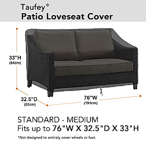 Taufey Patio Bench Loveseat Cover, Heavy Duty and 100% Waterproof Outdoor Sofa Cover, Lawn Patio Furniture Covers with Air Vent - Medium(Standard), Black