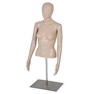 Female/Male Mannequin,39-56/42-59 Inch Height Adjustable Torso Dress Form Sewing Manikin Dress Model Mannequin Stand Mannequin Display Head Dress Mannequin Clothing Form Metal Base Stand (39-56Inch)